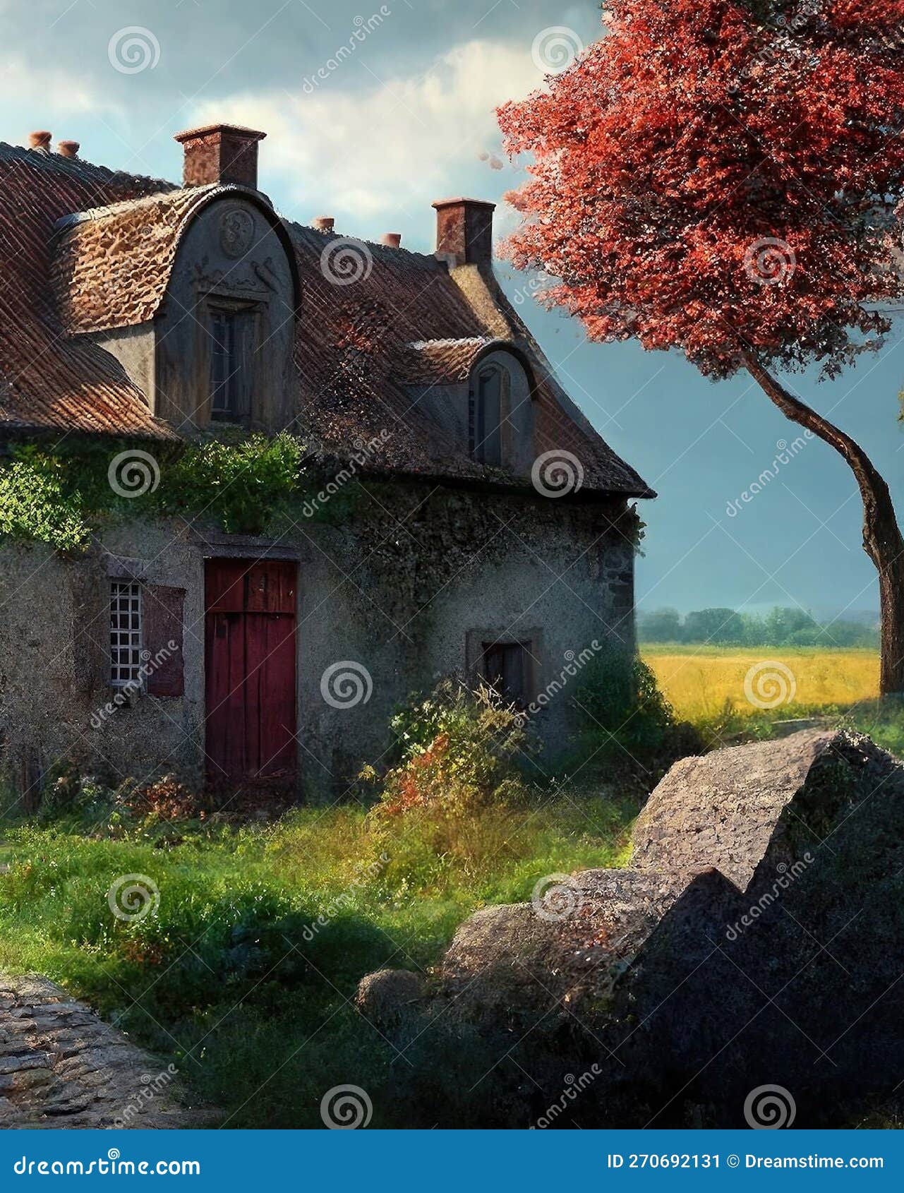 A House in the Middle of a Road Stock Illustration - Illustration of ...
