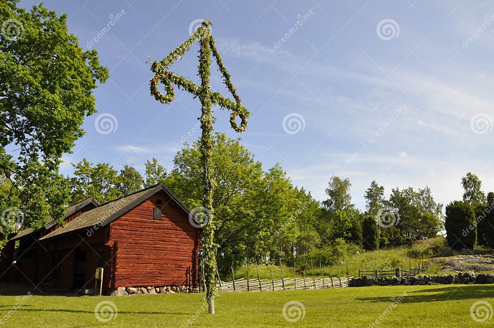 House and midsummer tree stock photo. Image of celebration - 9887970