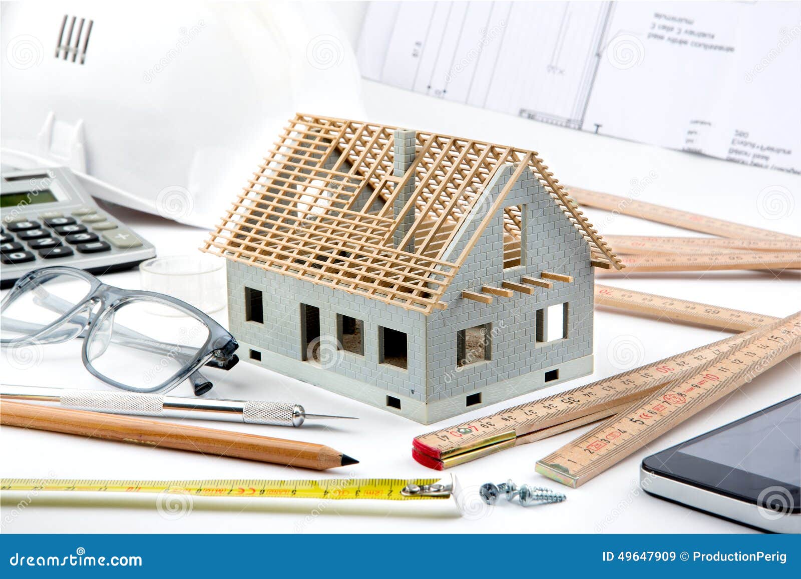 House Miniature Under Construction on an Architect Desk Stock Image ...