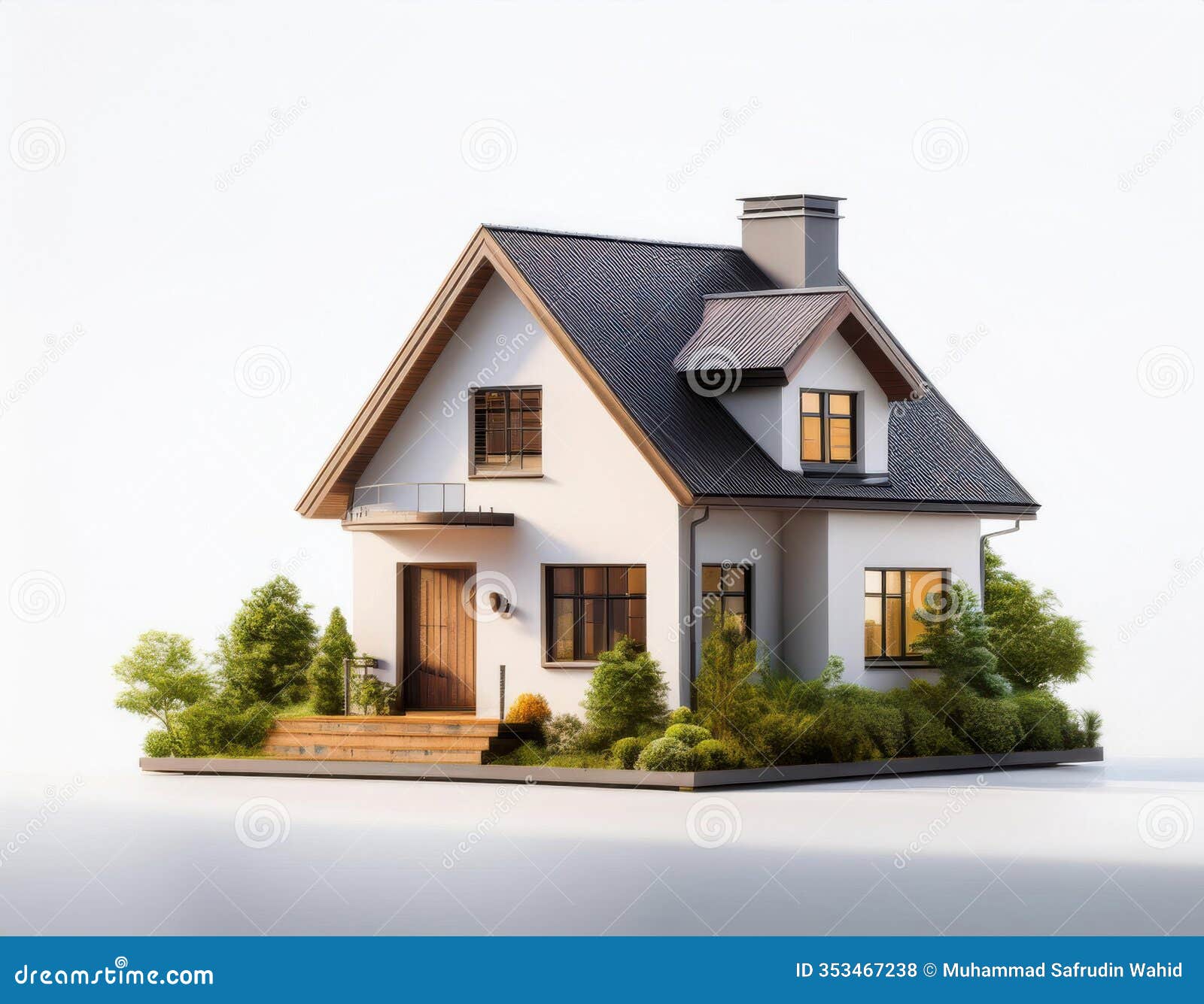 House Mock Up, Real Estate Concept, White Background Stock Illustration ...