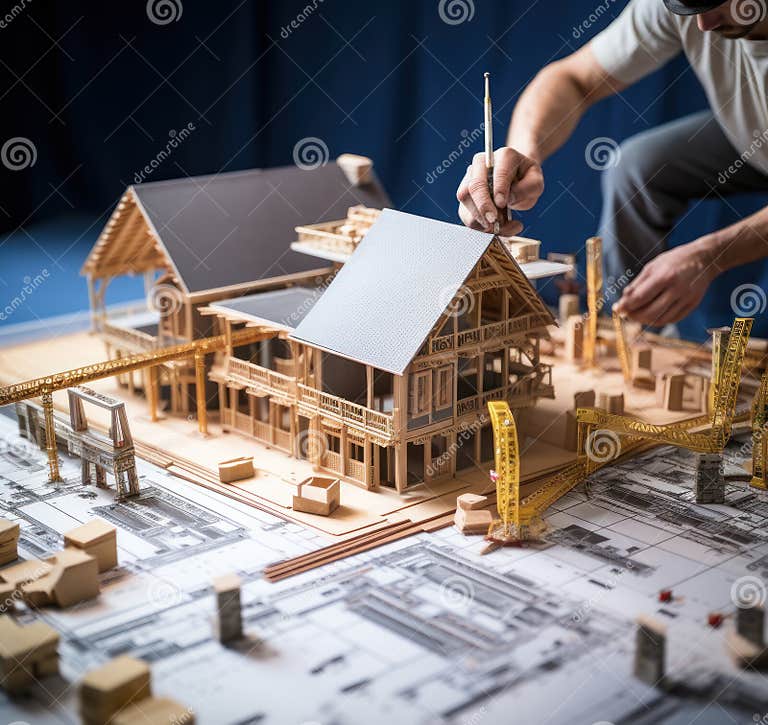 House Mockup on Blueprint. House Mockup Stock Illustration ...