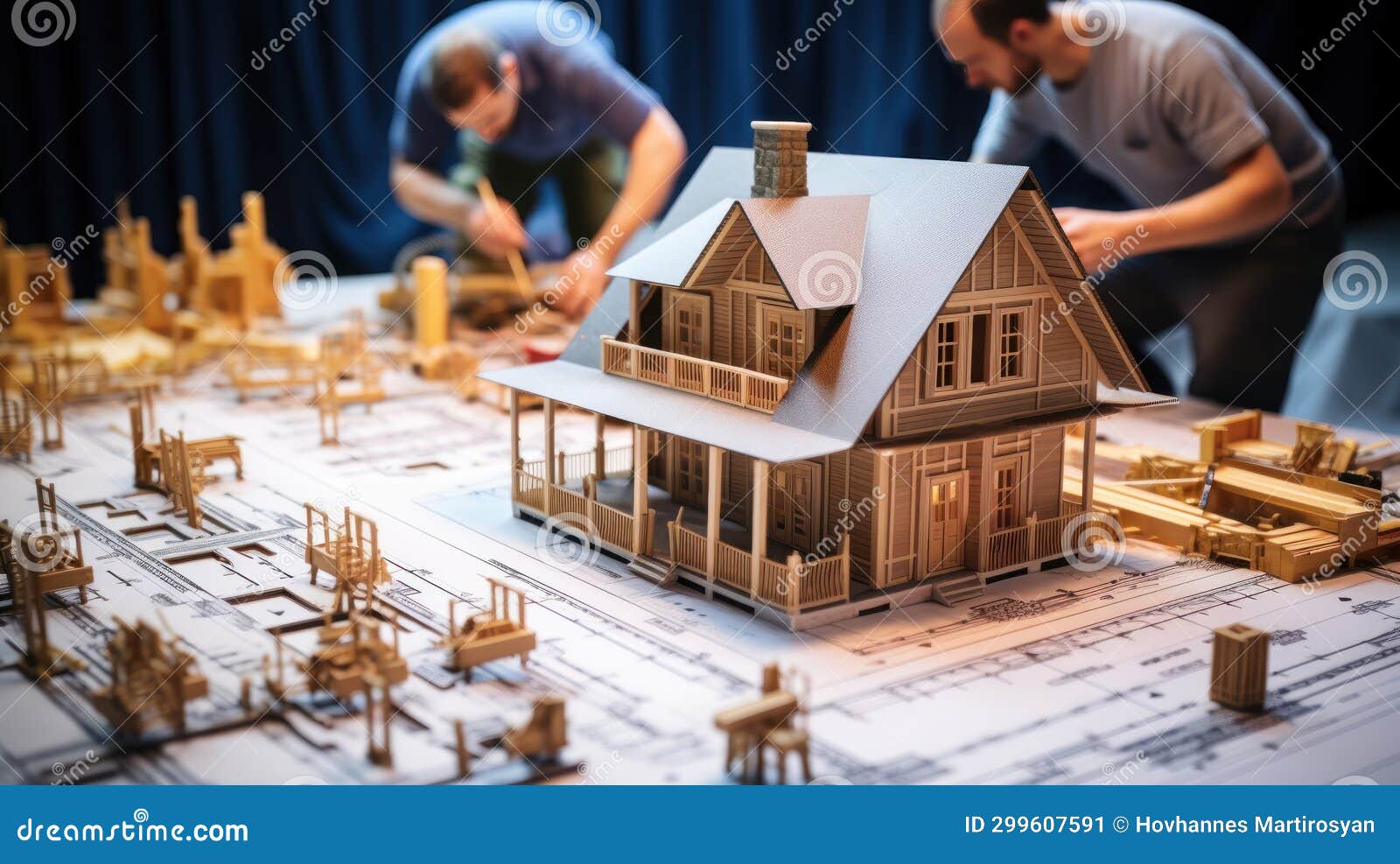 House Mockup on Blueprint. House Mockup Stock Illustration ...