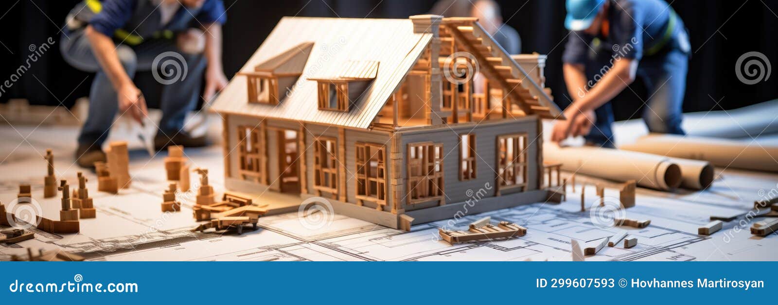 House Mockup on Blueprint. House Mockup Stock Illustration ...