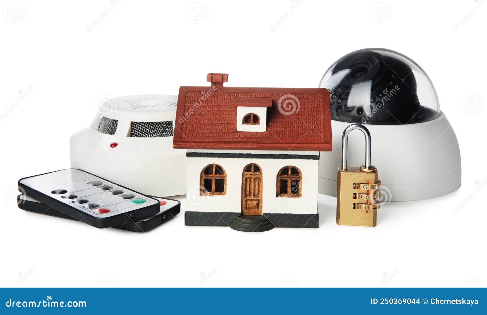 House Model, CCTV Camera, Remote Controls, Lock and Smoke Detector on ...