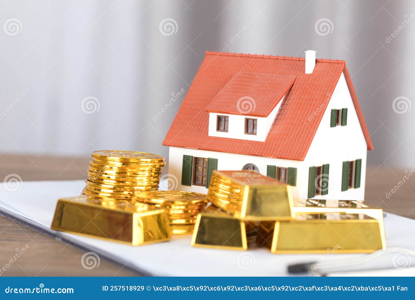 House Model and Gold Bullion Coins on White Stock Image - Image of ...