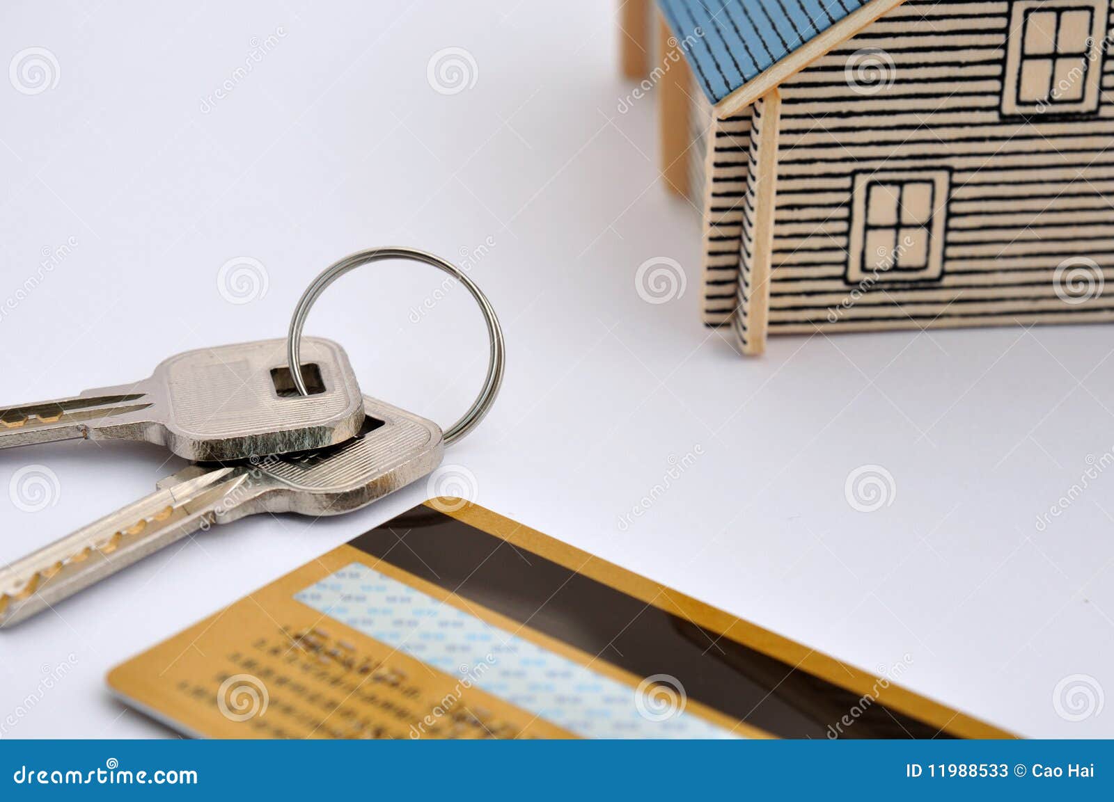 House Model, Key and Credit Card Stock Image - Image of life, estate ...