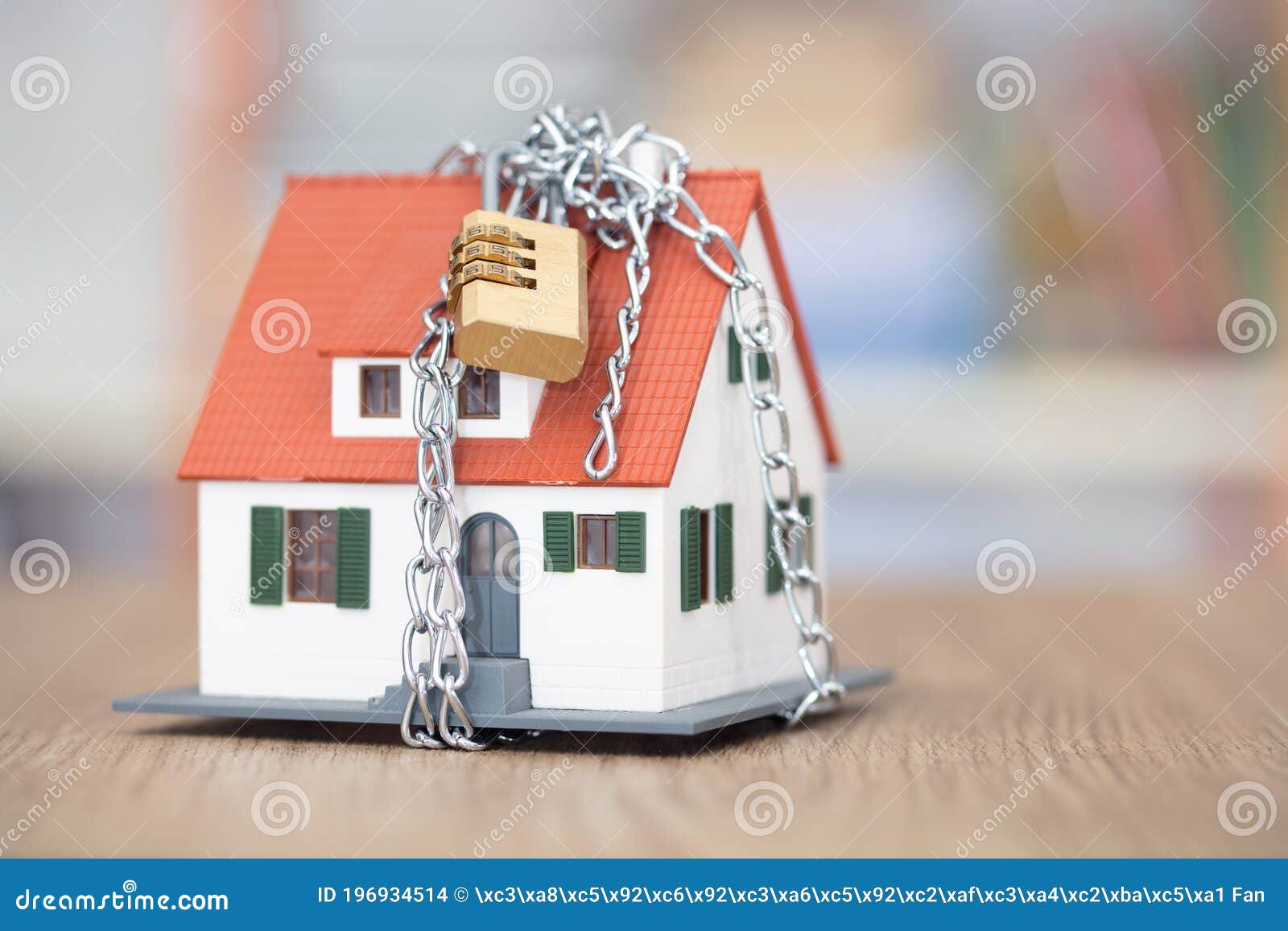 House Model Locked by Chains Stock Photo - Image of real, rights: 196934514