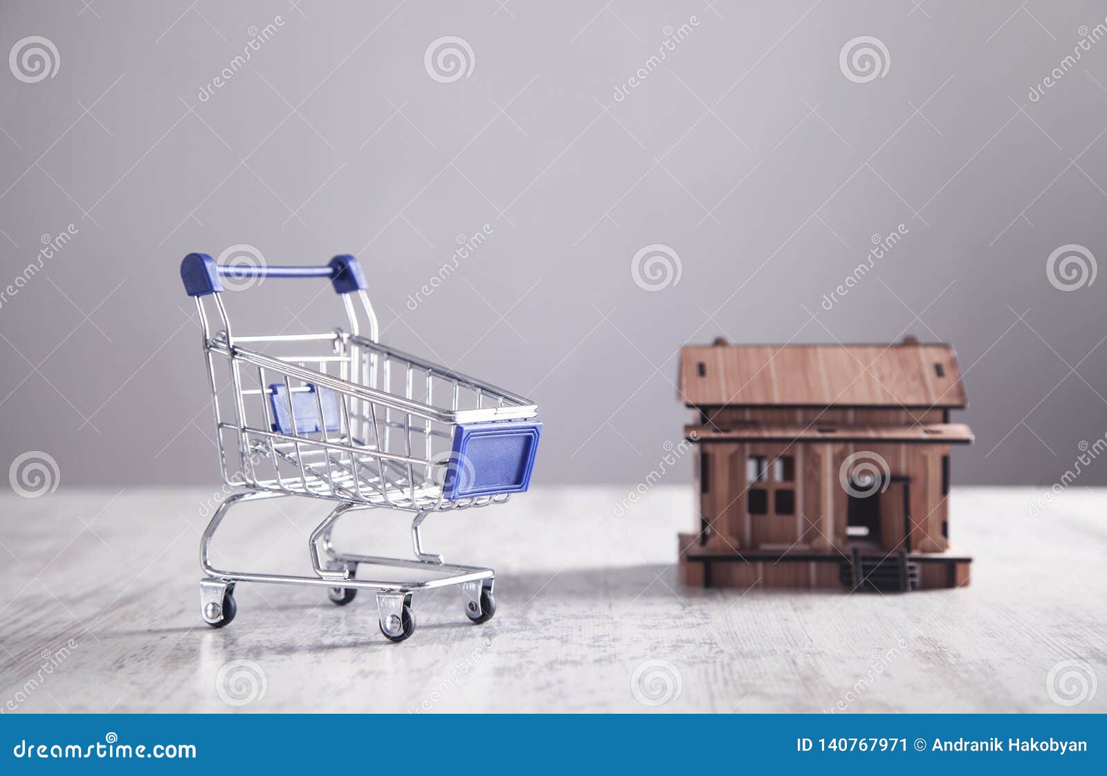 House Model with Shopping Cart. Buying House Stock Image - Image of ...