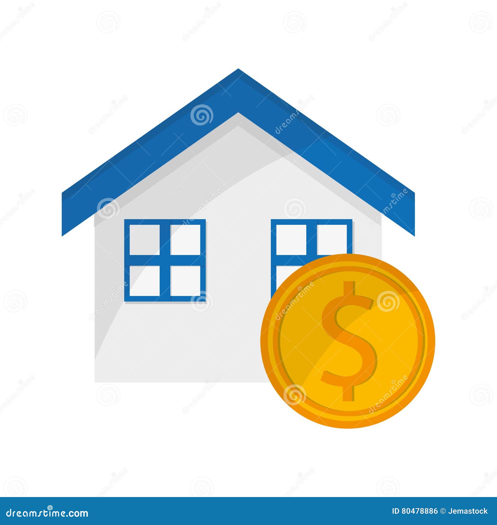 House and money coin icon stock vector. Illustration of interior - 80478886
