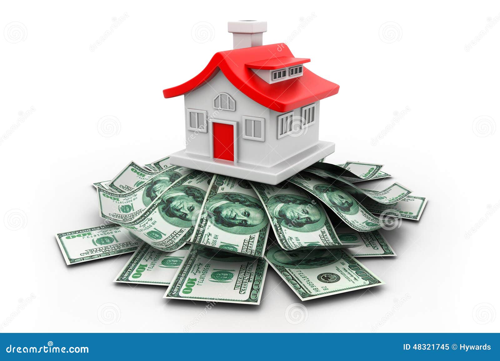 House with money stock illustration. Illustration of stack - 48321745