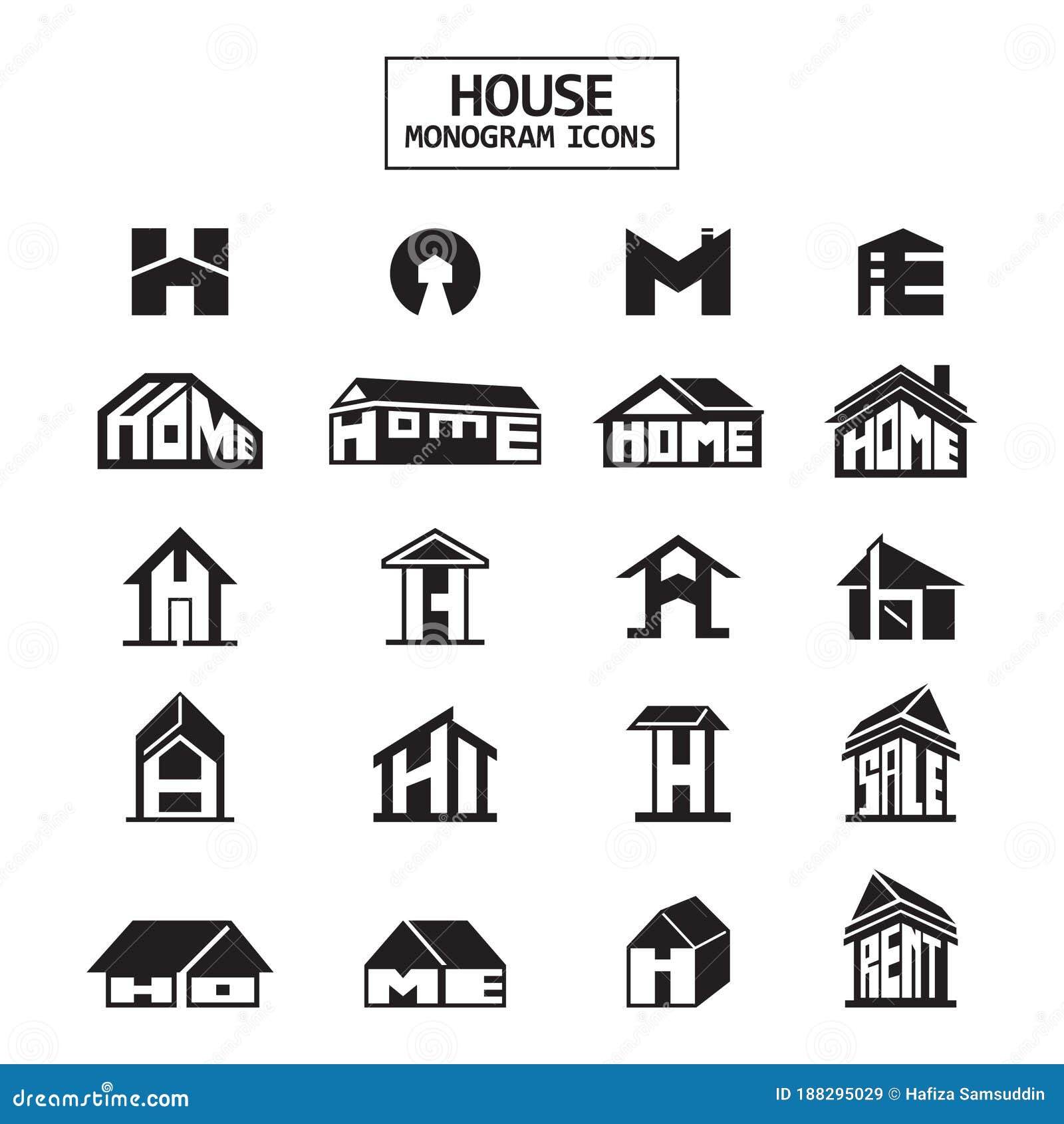 House Monogram Icons. Vector Illustration Decorative Design Stock ...