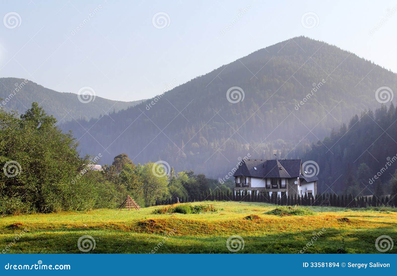 House among mountains stock photo. Image of calm, meadow - 33581894