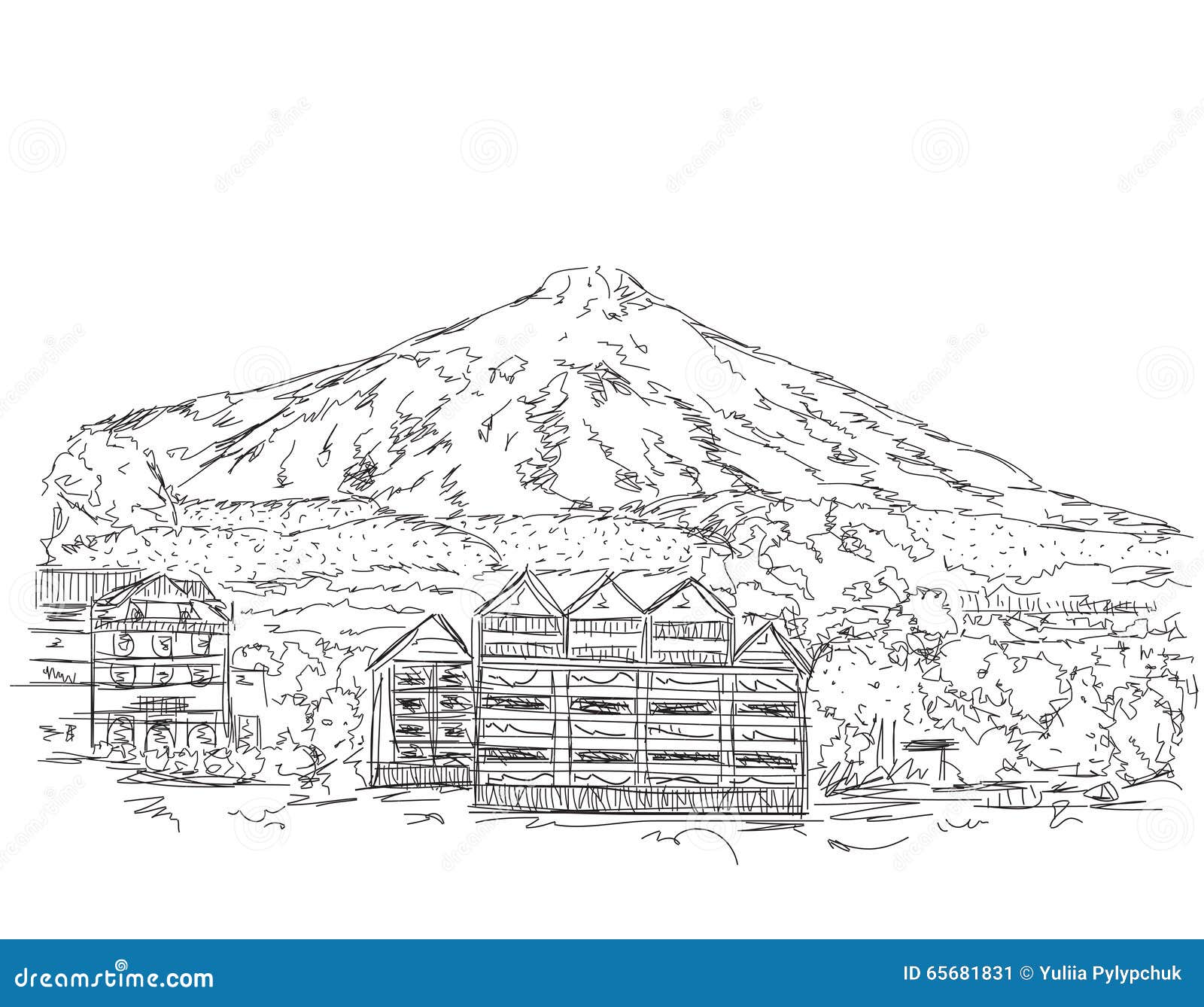 The House in the Mountains. Stock Vector - Illustration of firtree ...