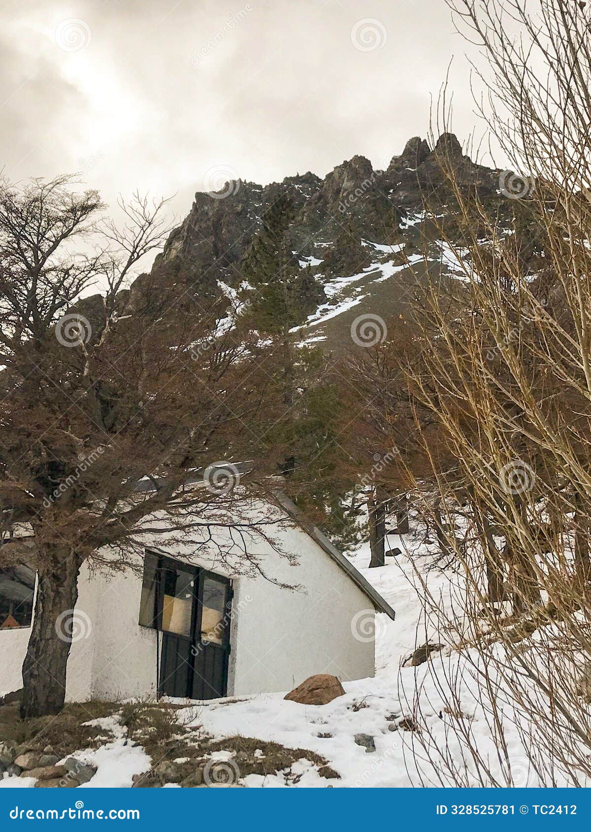 House on the Mountainside in Winter Stock Image - Image of outdoor ...