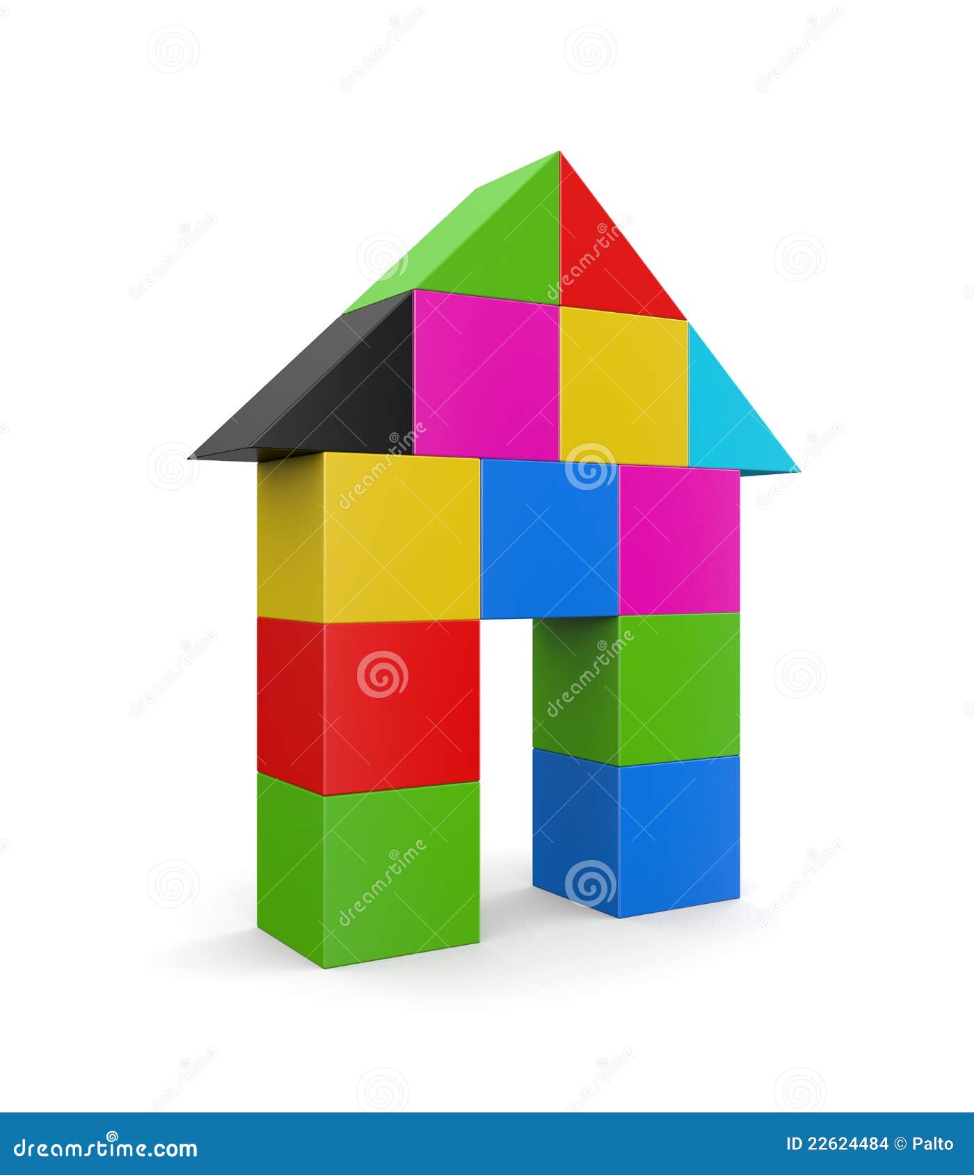 The House from Multi-colored Blocks Stock Illustration - Illustration ...