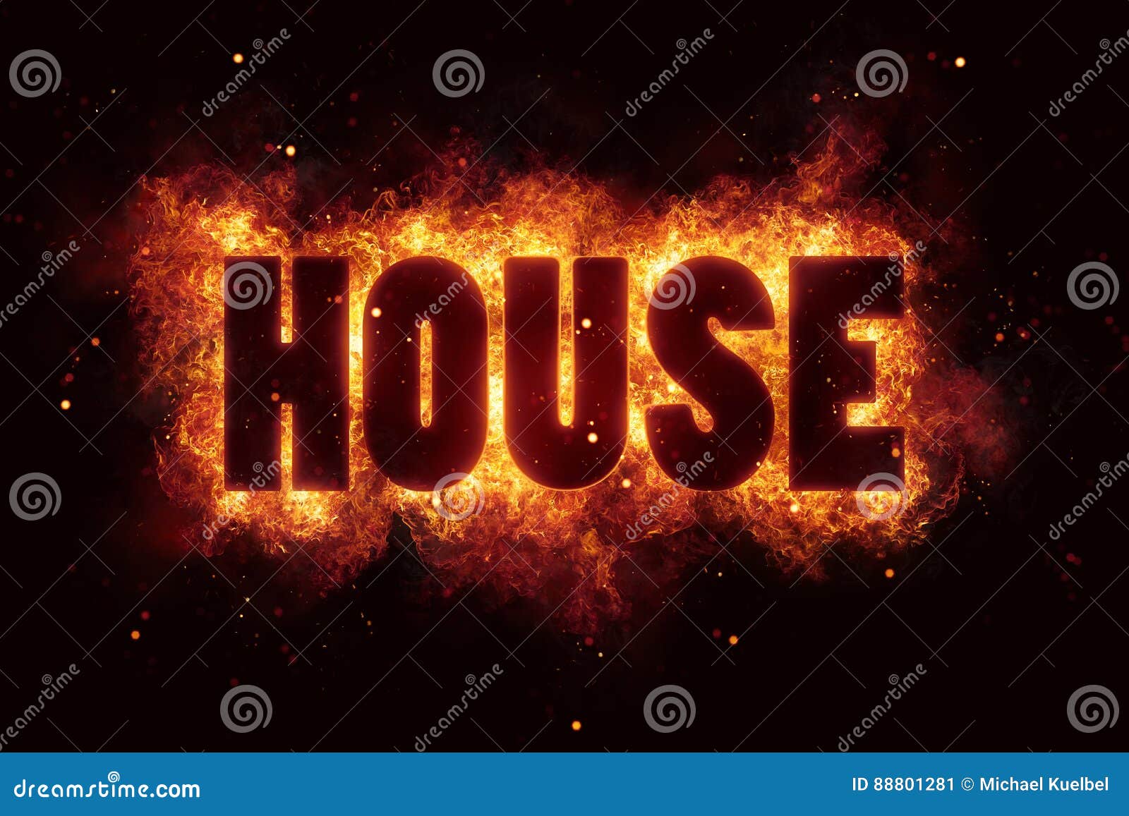 House Music Fire Flames Burn Burning Text Explosion Explode Stock Image ...