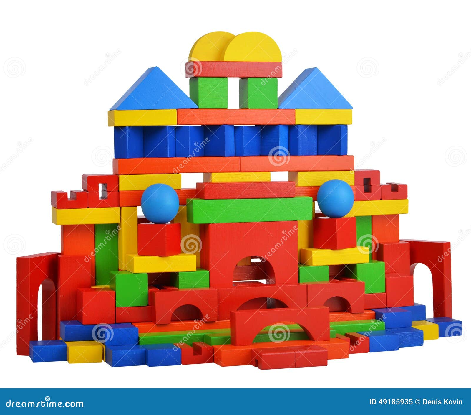 House with Natural Colored Toy Blocks on White Background Stock Image ...