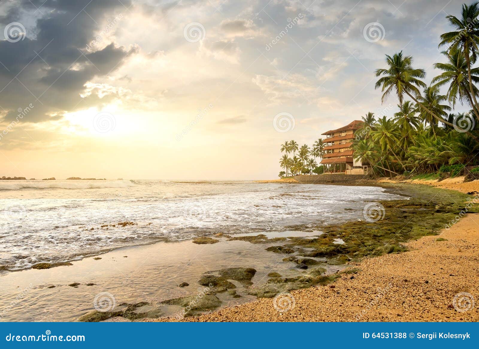House near ocean stock photo. Image of scenery, hikkaduwa - 64531388