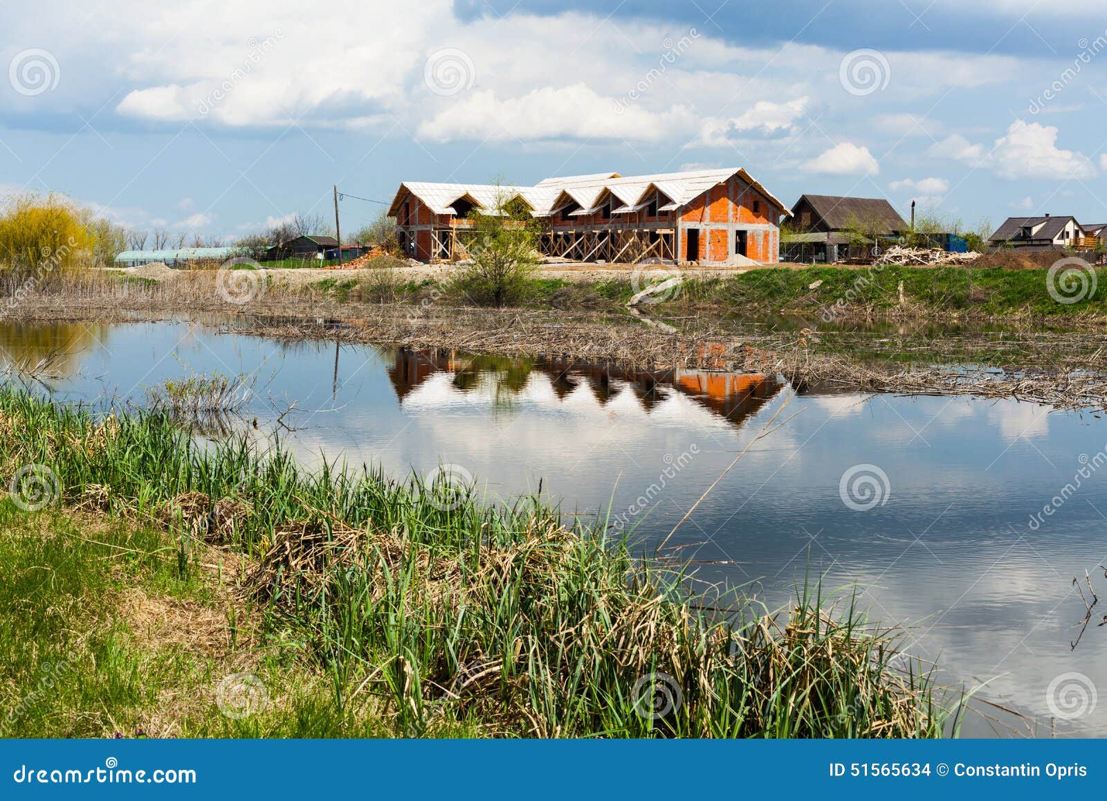 House near river stock photo. Image of cottage, scenic - 51565634