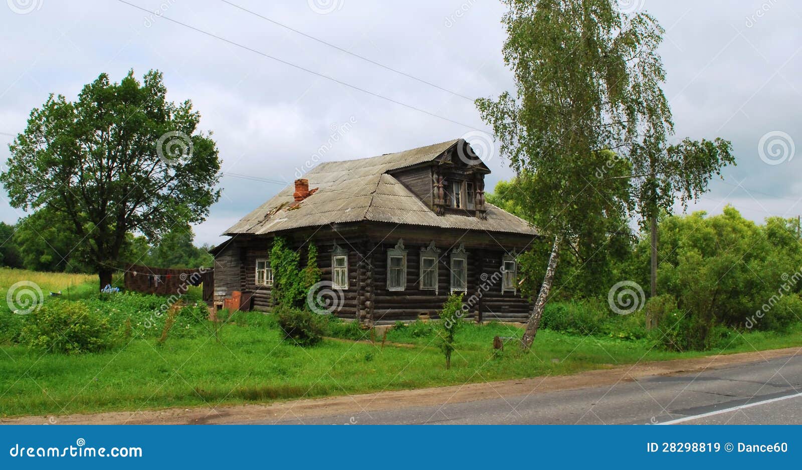 House near the road stock image. Image of village, wooden - 28298819