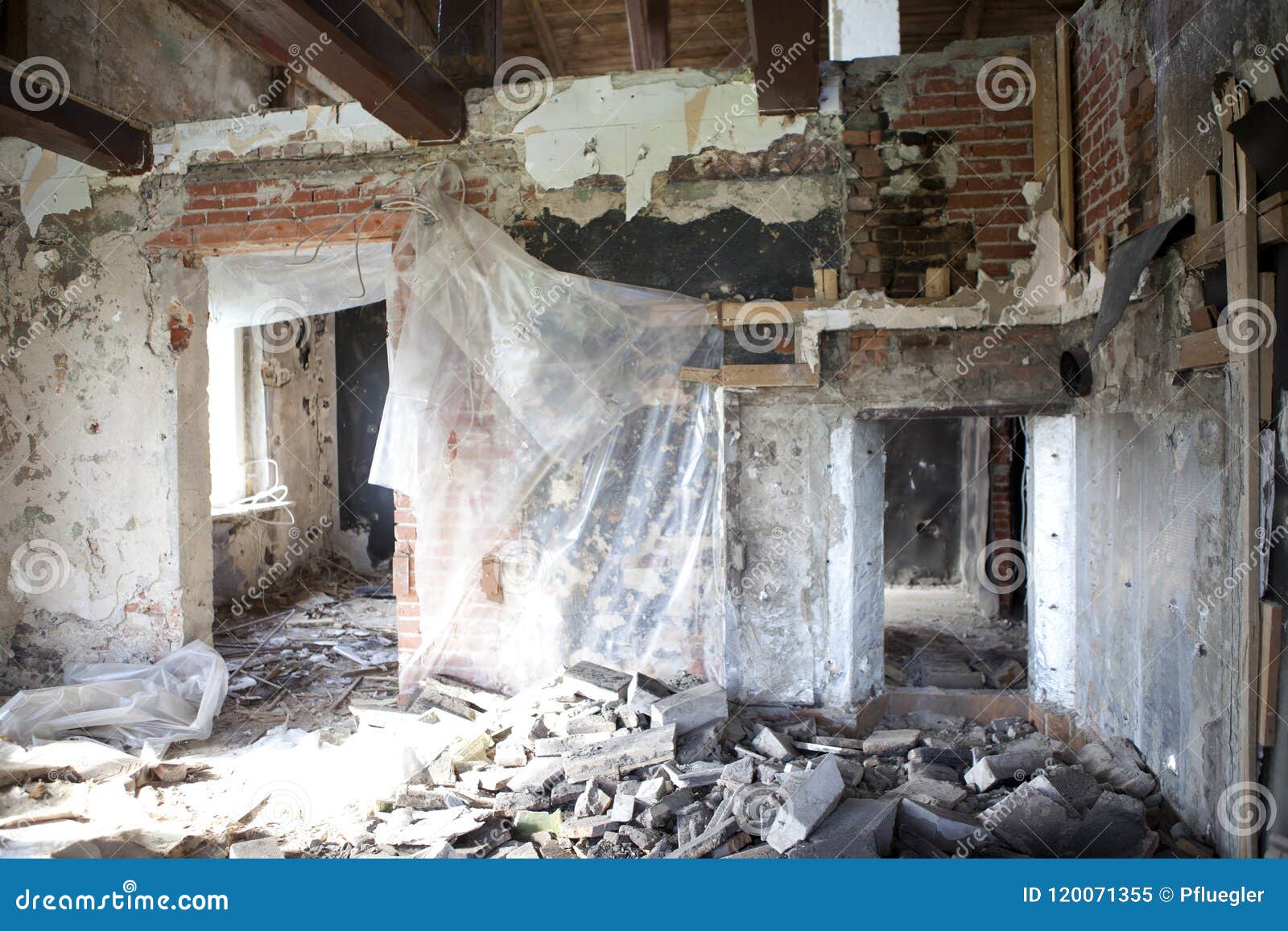Old House demolished stock image. Image of real, inside - 120071355
