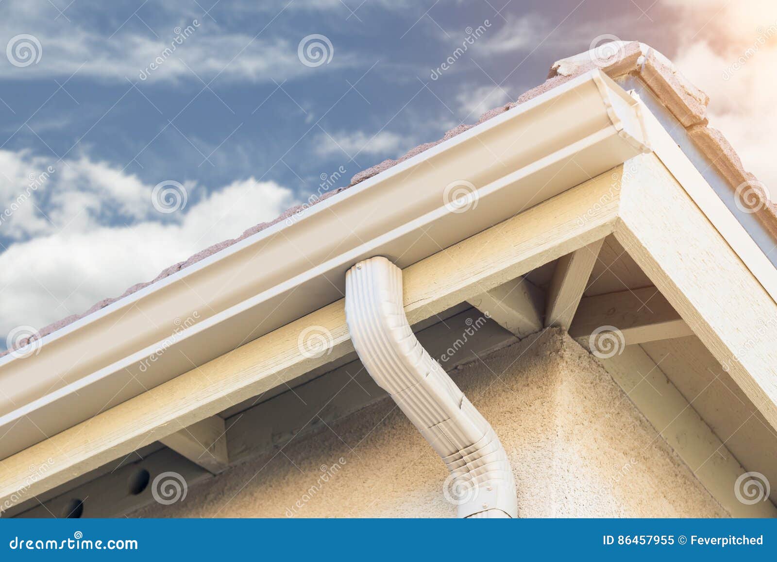 House with New Seamless Aluminum Rain Gutters. Stock Image - Image of ...