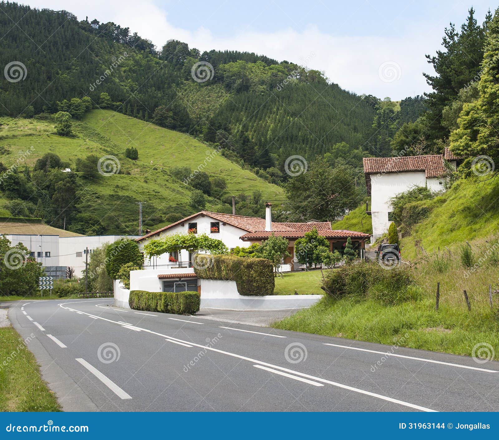 House next to the road stock photo. Image of tree, forest - 31963144