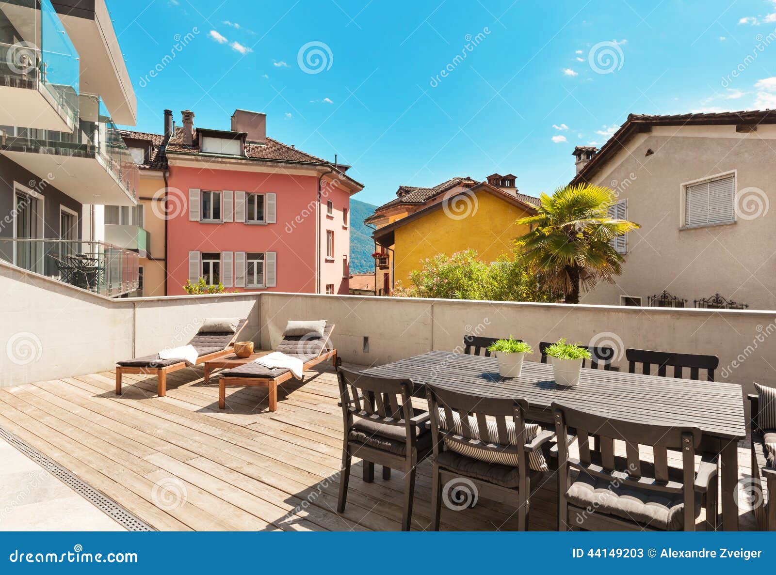 House, nice terrace stock image. Image of table, design - 44149203