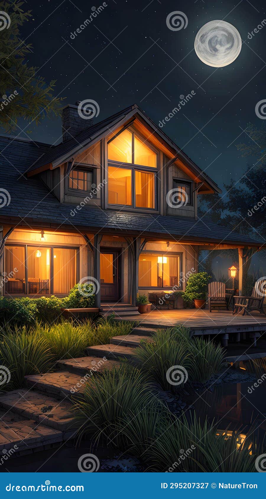 House at Night House in the Night Stock Illustration - Illustration of ...