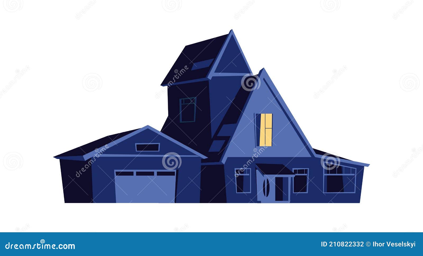 House at Night, Building with Glowing Windows Stock Vector ...