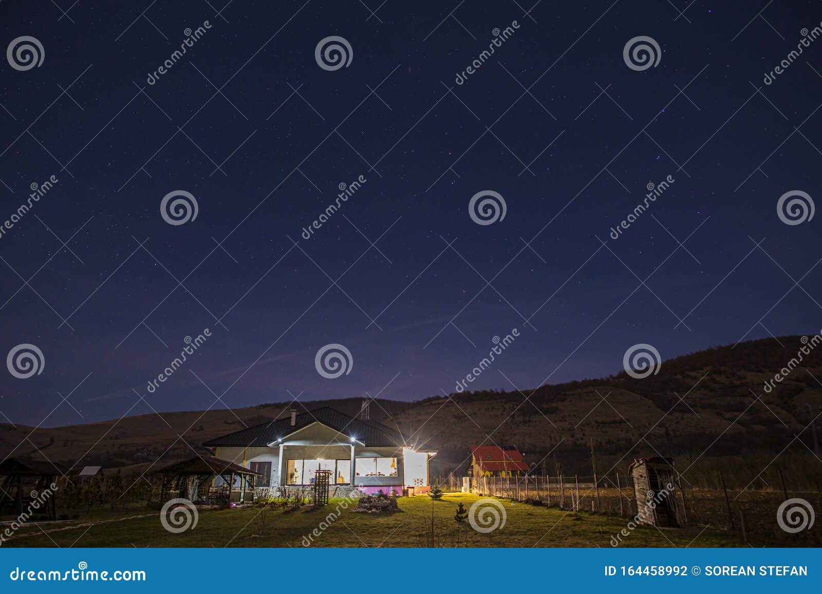 House on the night view stock photo. Image of night - 164458992