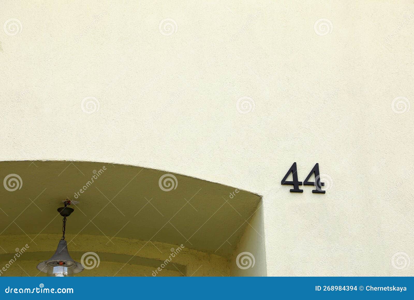 House Number 44 on Beautiful Building Outdoors. Space for Text Stock ...