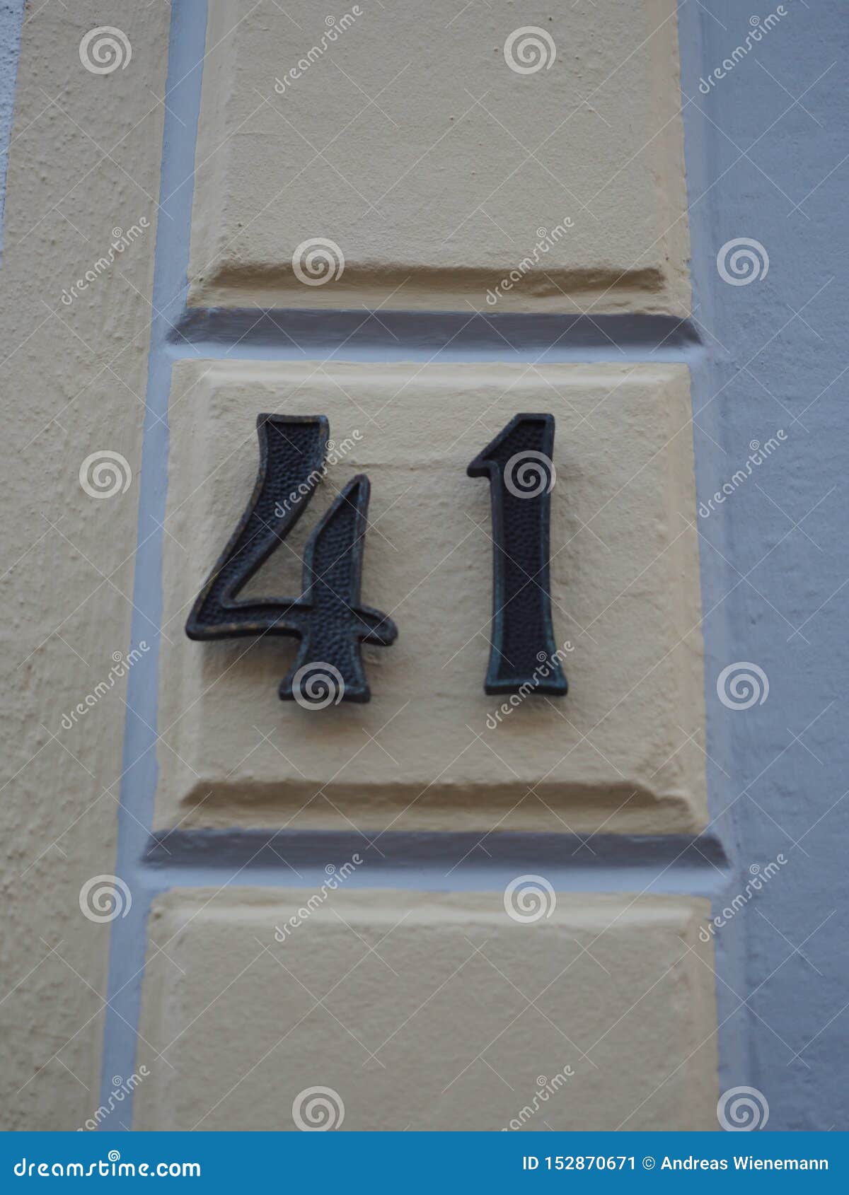 House Number 41, Black Numbers on a Cream-colored Wall Stock Image ...