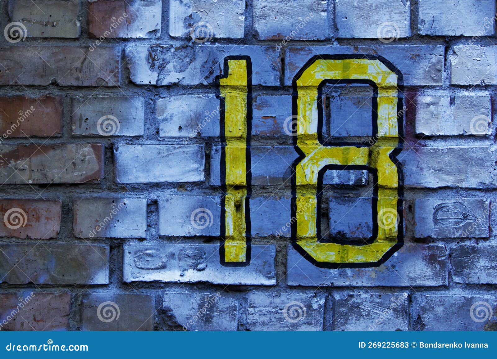 A House Number 18 on a Brick Wall Stock Image - Image of character ...