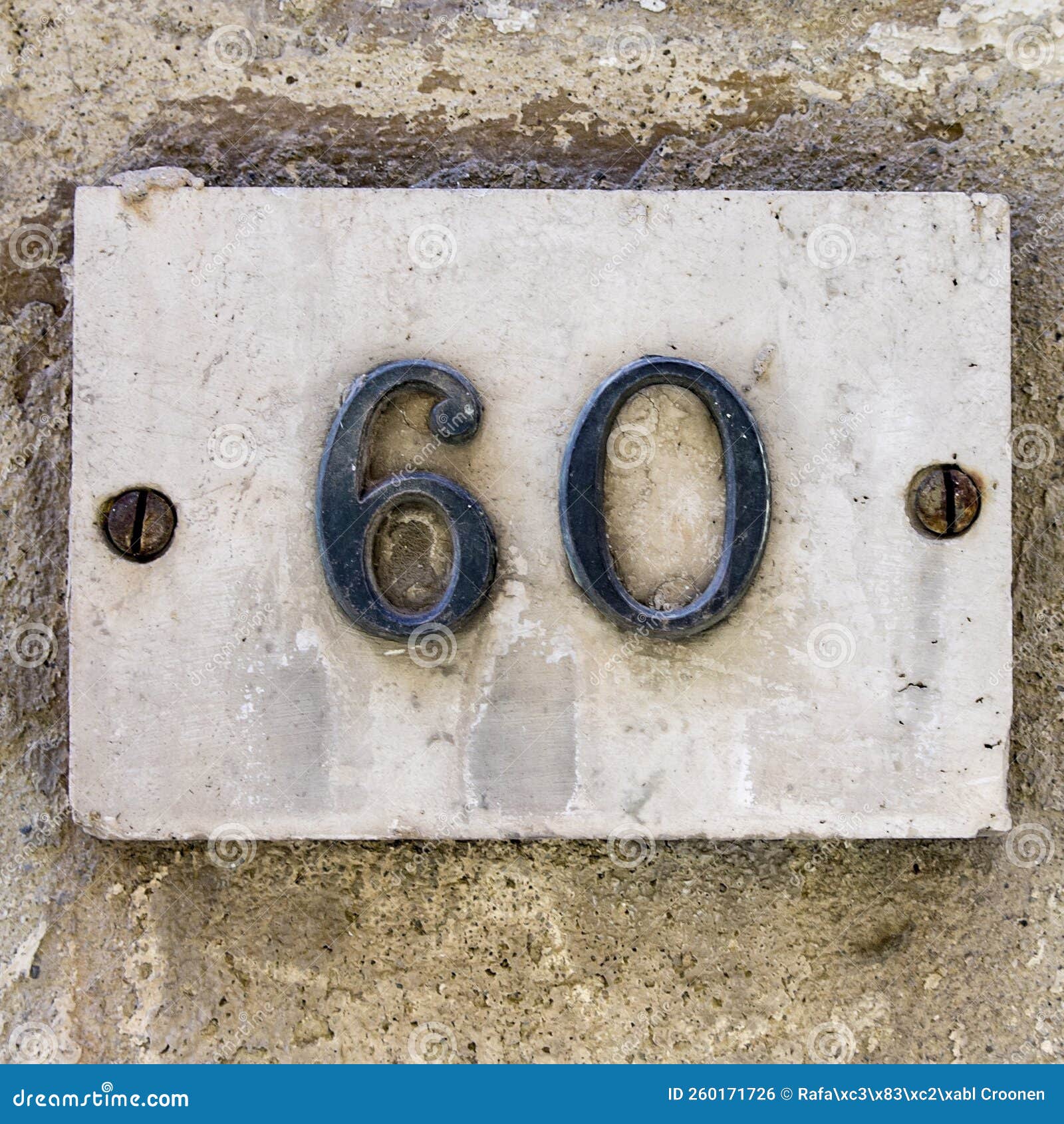 House number 60 stock photo. Image of marble, decoration - 260171726