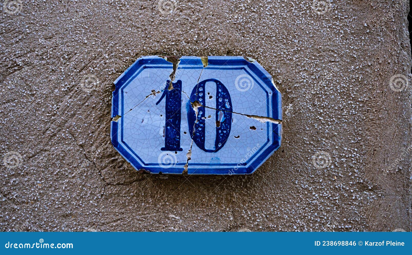 House Number 10. on Ceramic Plate with Blue Writing Stock Photo - Image ...