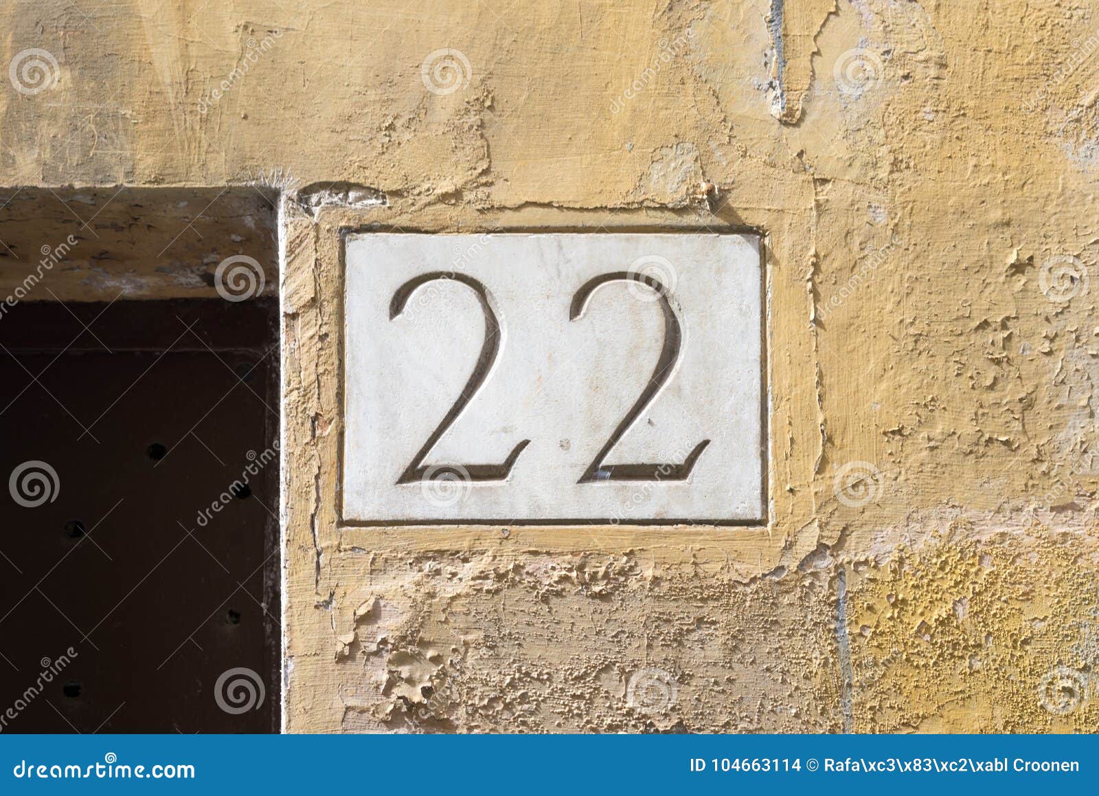 House Number 22 Engraved in Stone Stock Photo - Image of embellishment ...
