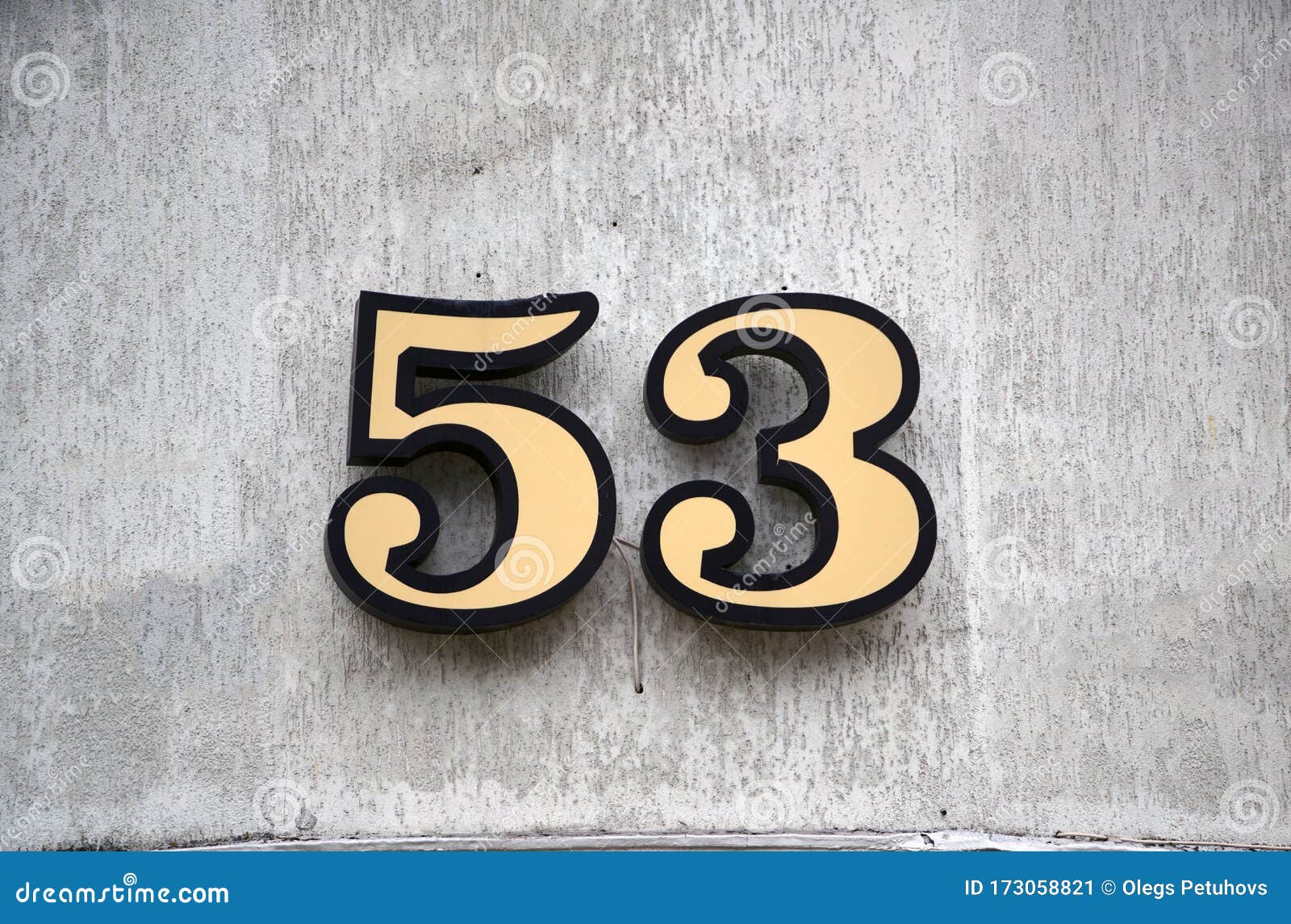 House Number Fifty Three, Grungy Stock Image - Image of outside ...