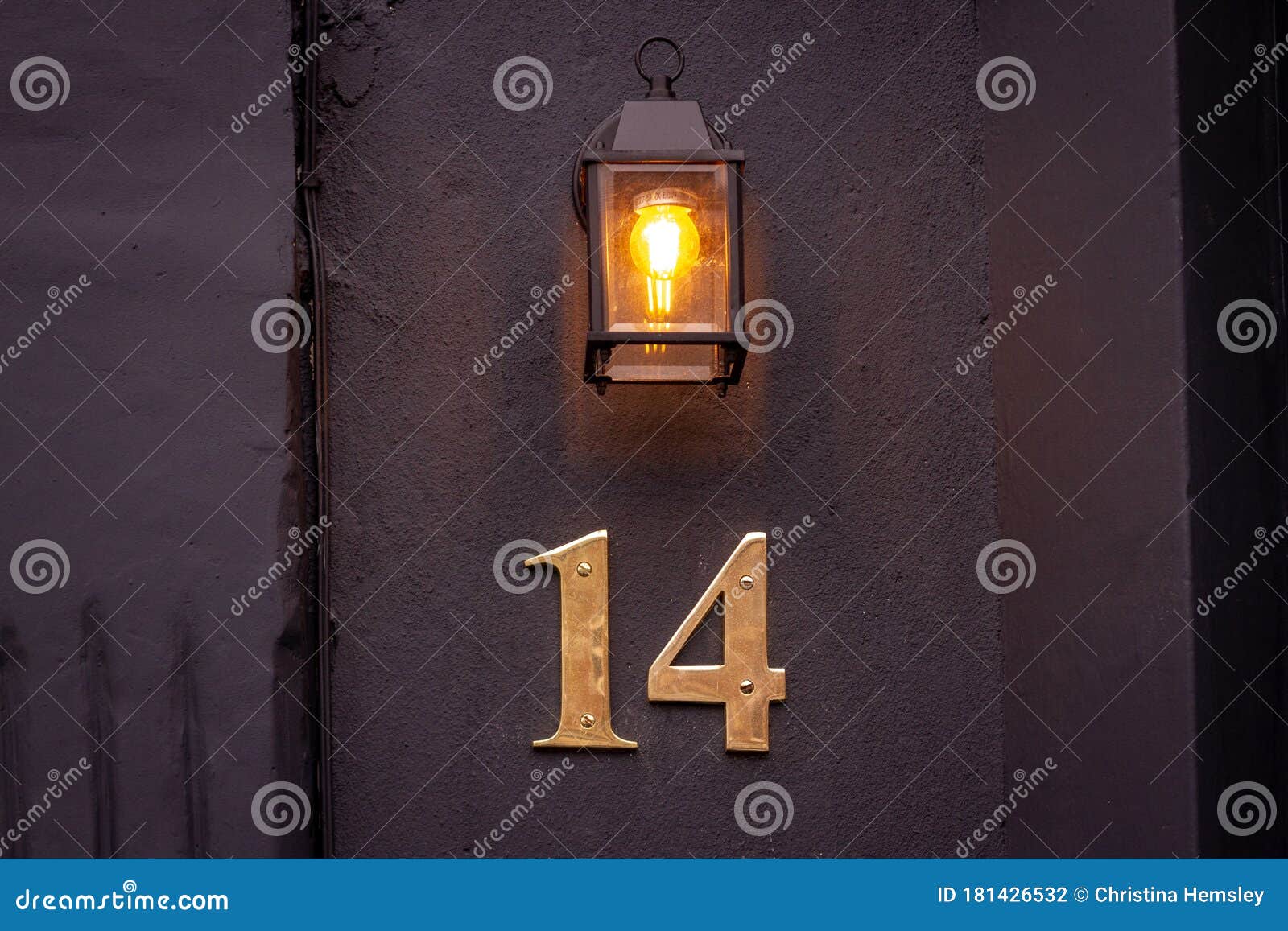 House Number 14 Lit from Above Stock Photo - Image of digit, fourteen ...