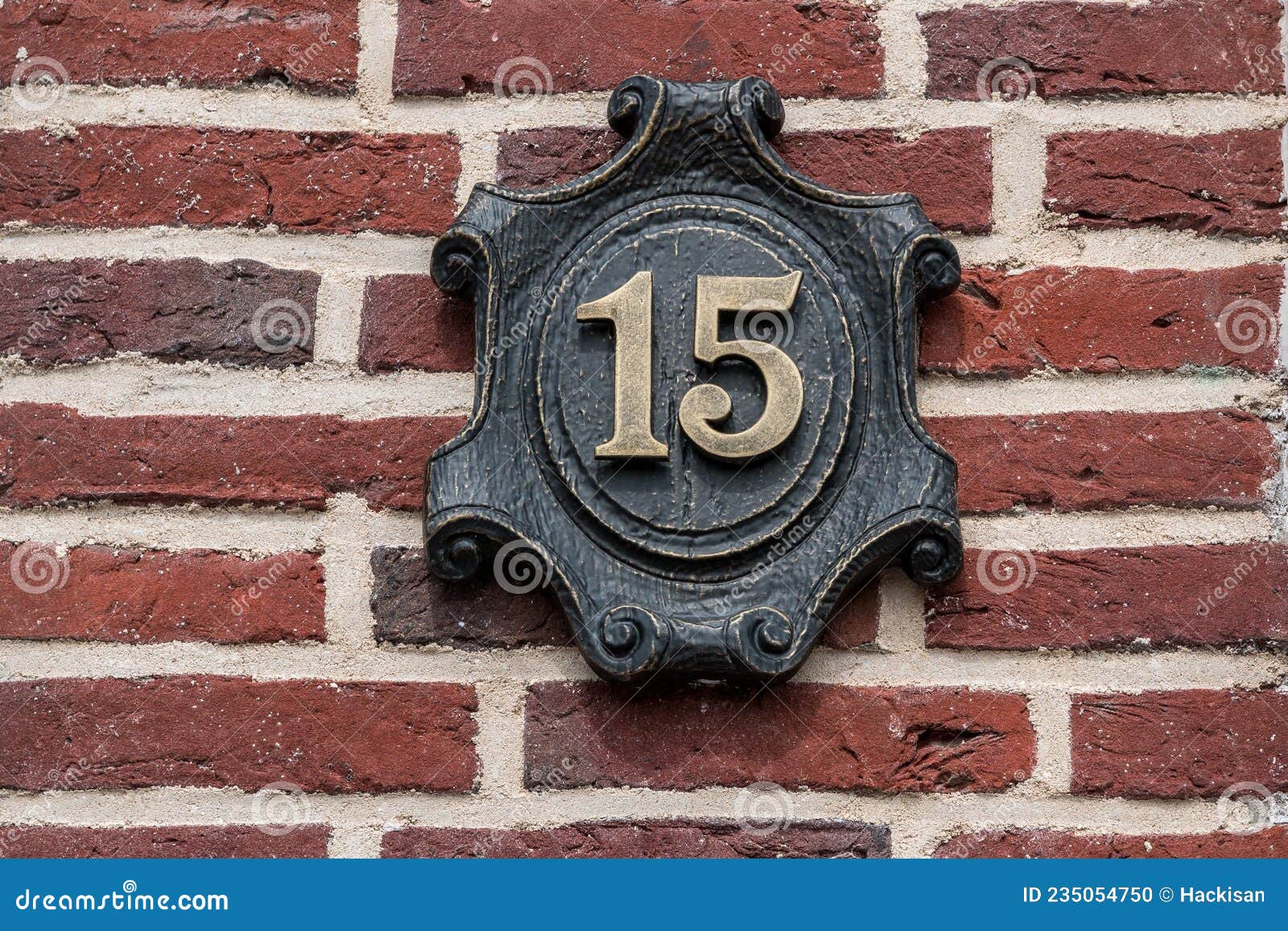 House Number Made of Metal on a Brick Wall Stock Photo - Image of ...
