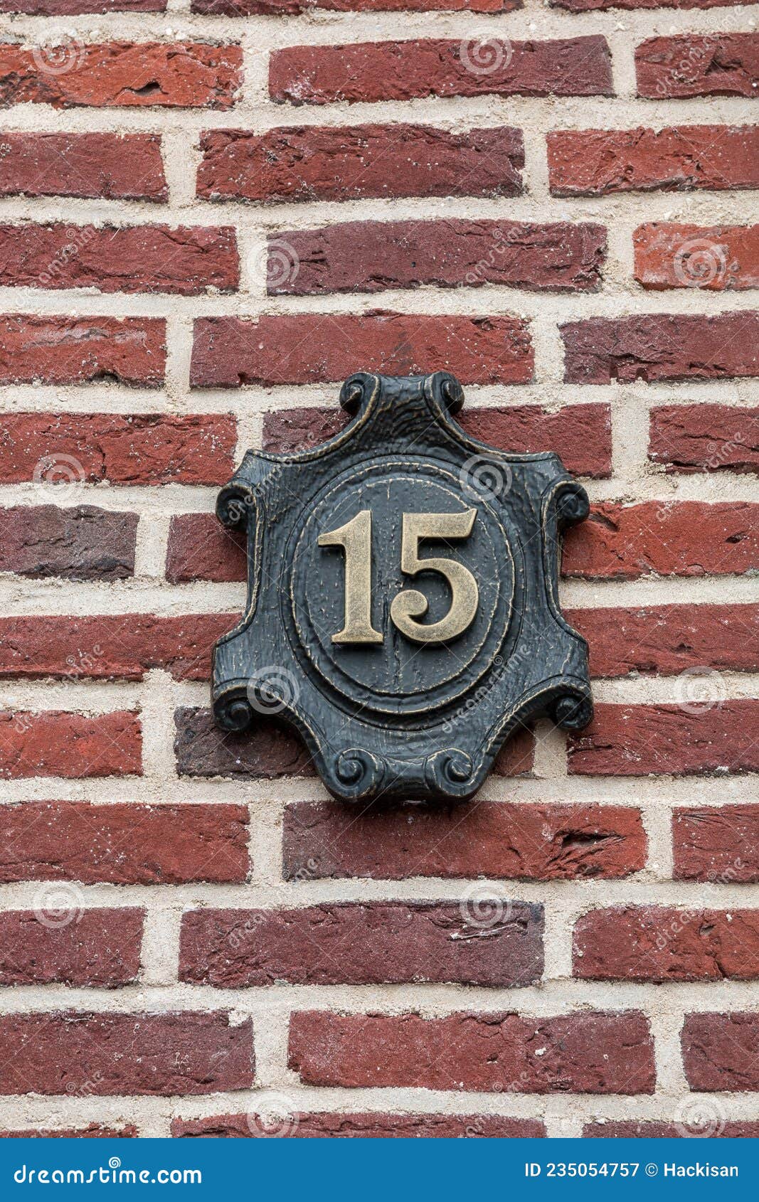 House Number Made of Metal on a Brick Wall Stock Image - Image of ...