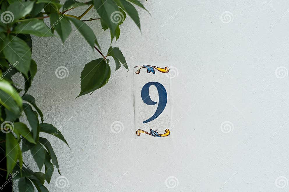 House Number Nine. House Address, Street Navigation Stock Image - Image ...