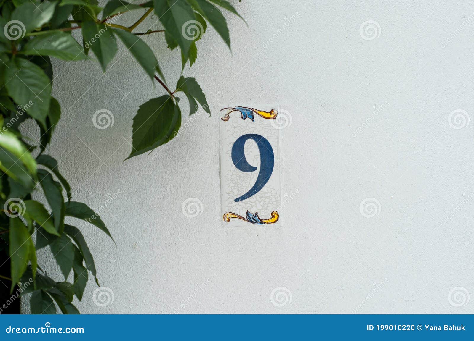 House Number Nine. House Facade Decoration. Building Address Stock ...