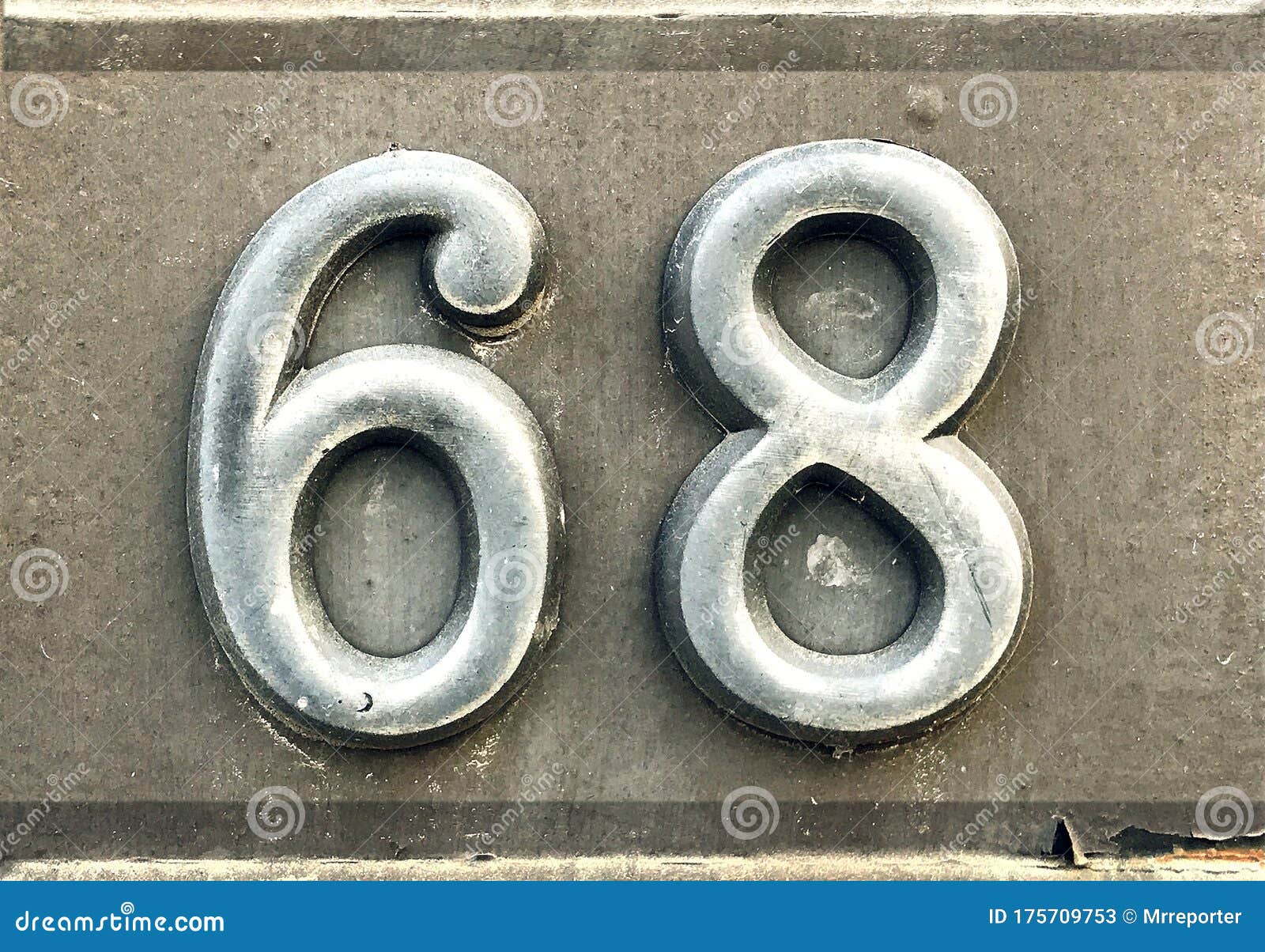 Number 68 stock image. Image of closeup, painted, worn - 175709753