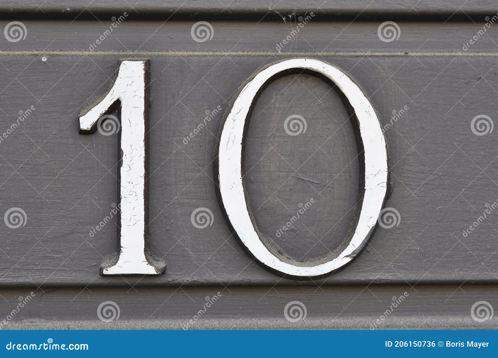 A House Number Plaque, Showing the Number Ten 10 Stock Photo - Image of ...
