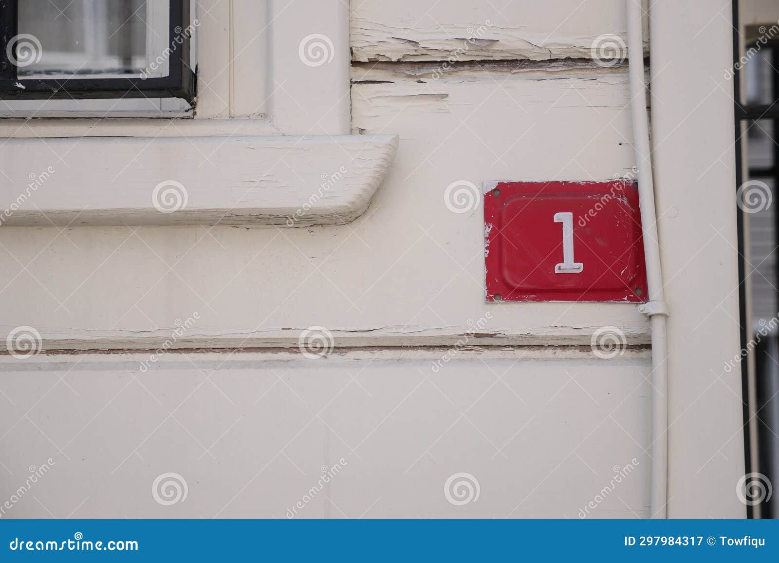 House Number 1 Plate a Brick Wall. Stock Image - Image of font, figure ...