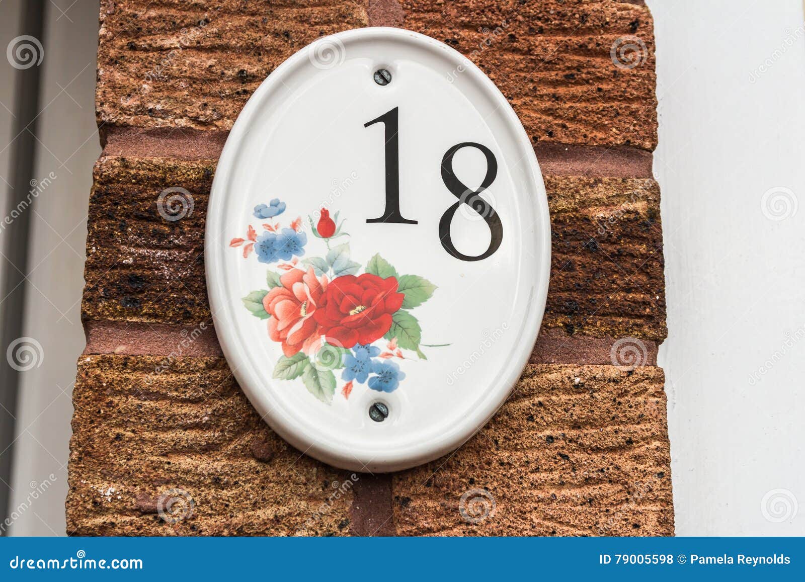 House Number Plate - No. 18 Stock Photo - Image of decoration, white ...