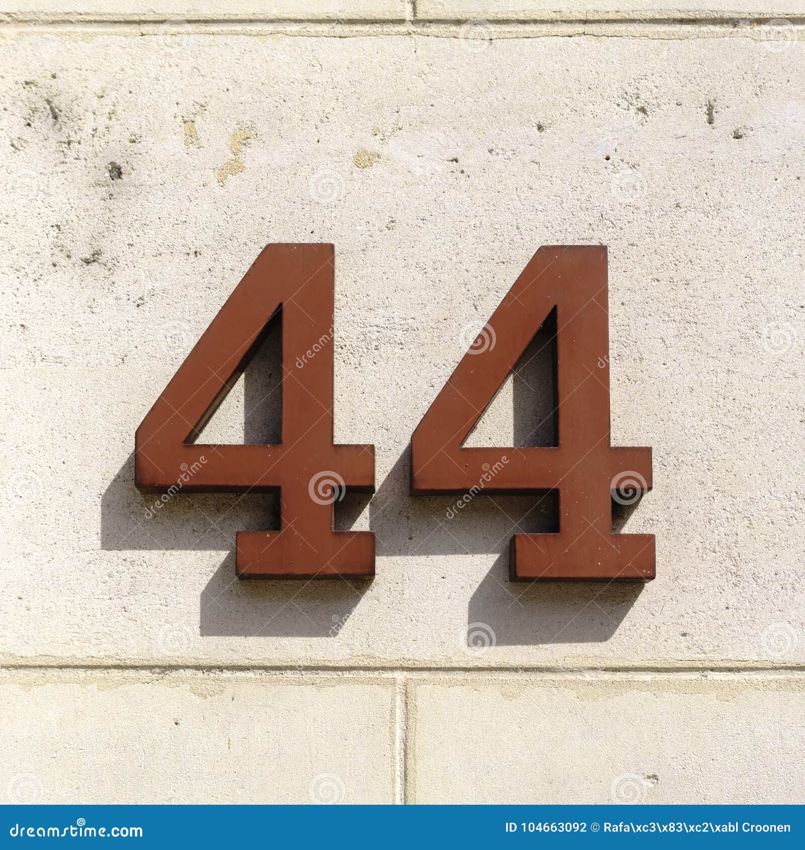 House number 44 stock photo. Image of figure, outdoors - 104663092