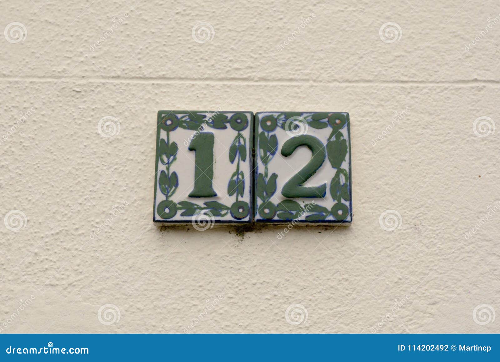 House Number 12 Sign on Wall - in Ceramic Tiles Stock Photo - Image of ...