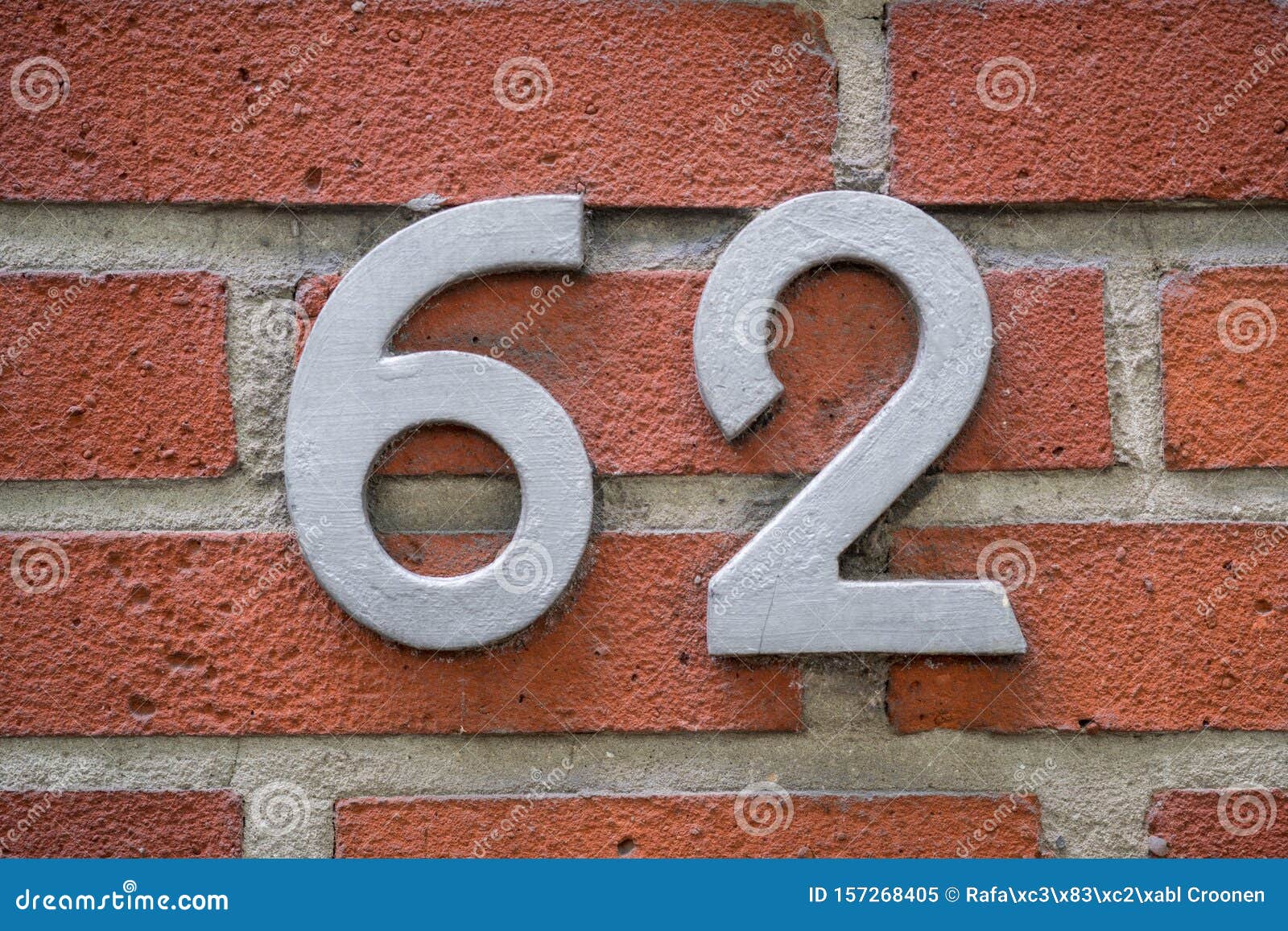 House number 62 stock image. Image of masonry, ordinal - 157268405